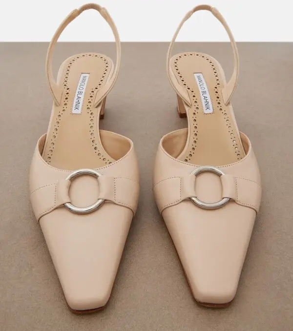 Manolo Blahnik Trixa Leather Slingback Pumps