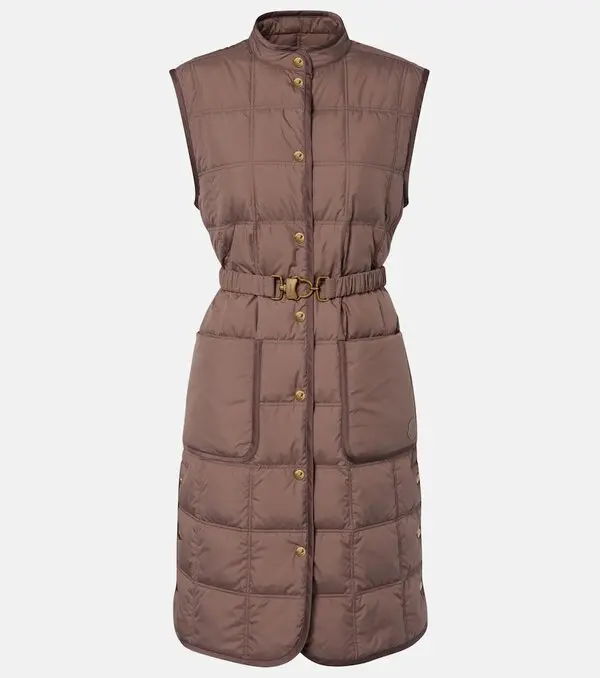 Moncler Cygnette Quilted Down Vest - Brown