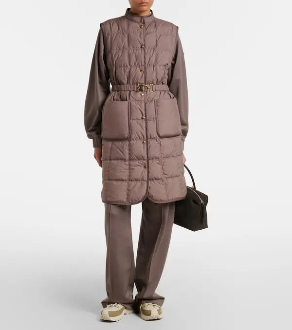Moncler Cygnette Quilted Down Vest - Brown