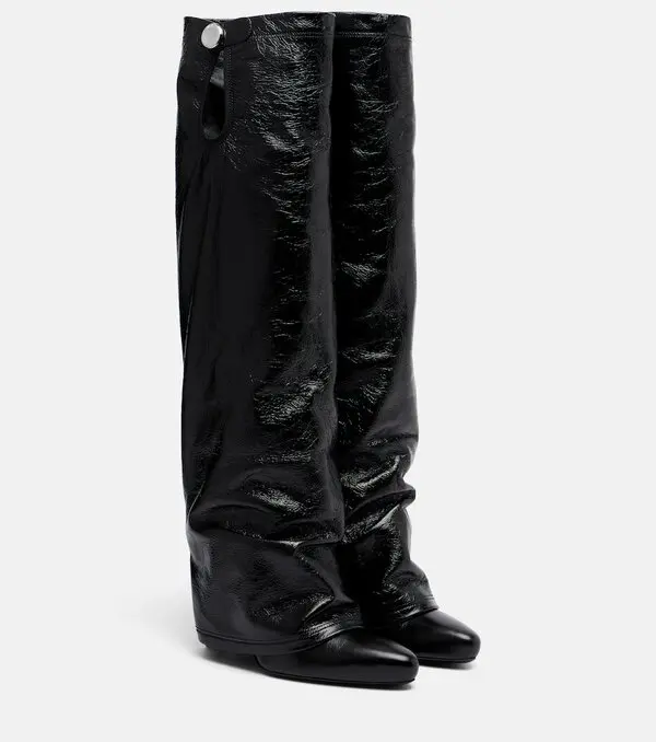 Attico Leon Patent Leather Knee-high Boots - Black
