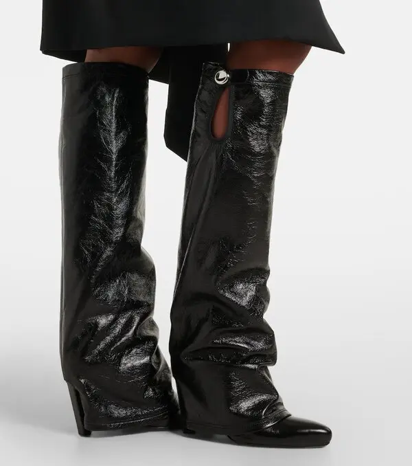 Attico Leon Patent Leather Knee-high Boots - Black