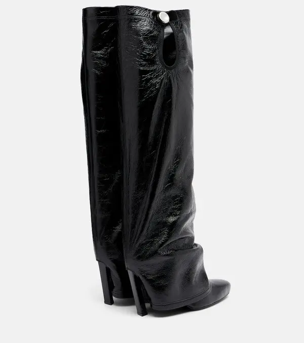 Attico Leon Patent Leather Knee-high Boots - Black