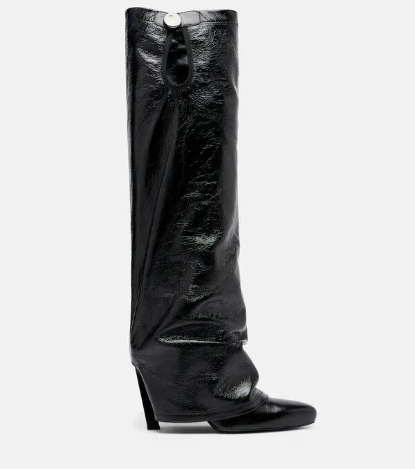 Attico Leon Patent Leather Knee-high Boots - Black