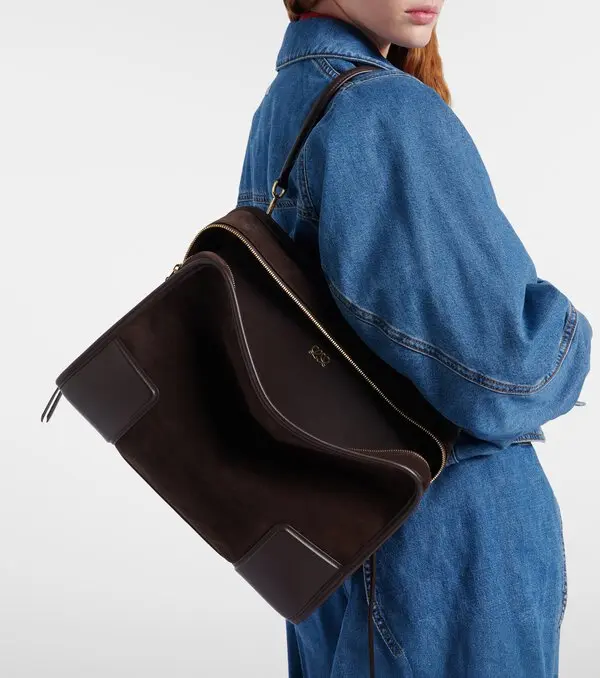 Loewe Amazona 180 Suede Tote Bag - Brown