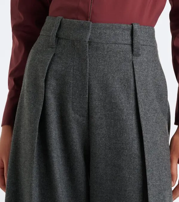 Brunello Cucinelli Pleated Wool And Cashmere Wide-leg Pants