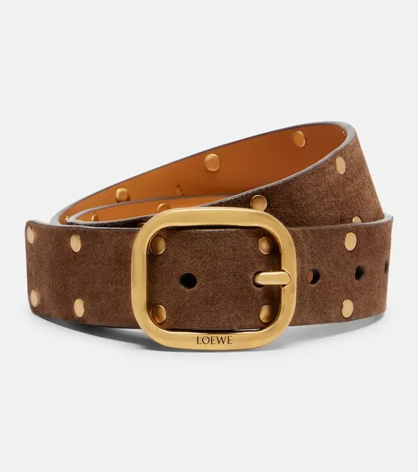 Loewe Studded Suede Belt - Brown