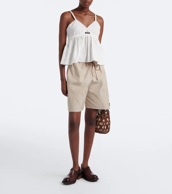 Miu Miu Embroidered Cotton And Linen-blend Top