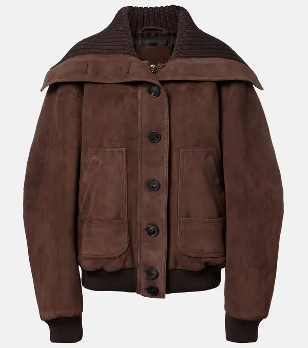Attico Oversized Suede Bomber Jacket