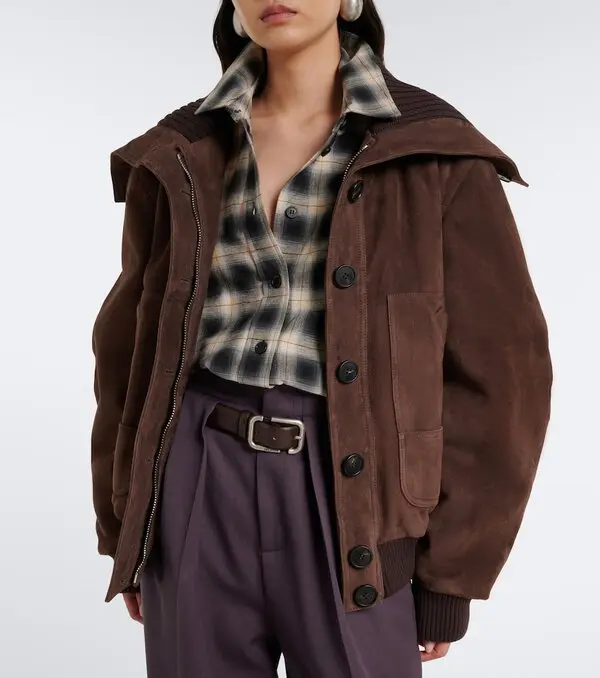Attico Oversized Suede Bomber Jacket