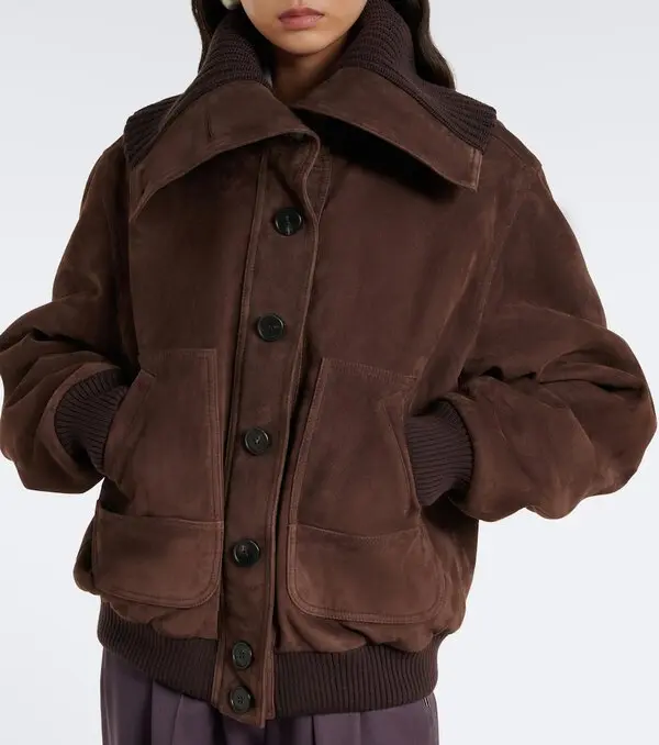 Attico Oversized Suede Bomber Jacket