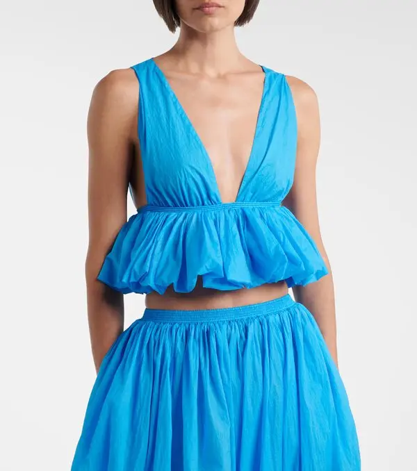Alaïa Gathered Crop Top - Blue