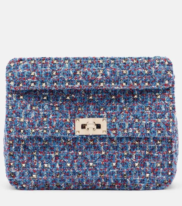 Valentino Garavani Rockstud Spike Medium Tweed Top-handle Bag