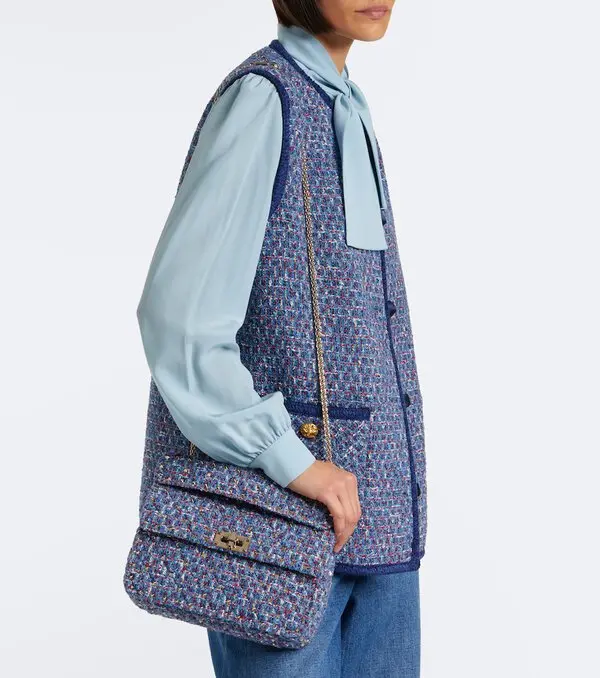 Valentino Garavani Rockstud Spike Medium Tweed Top-handle Bag