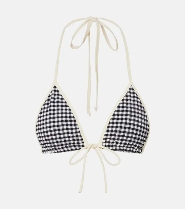 MONTCE Emma Gingham Seersucker Bikini Top - White