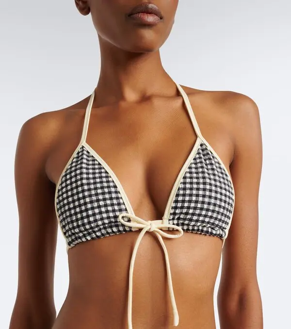 MONTCE Emma Gingham Seersucker Bikini Top - White