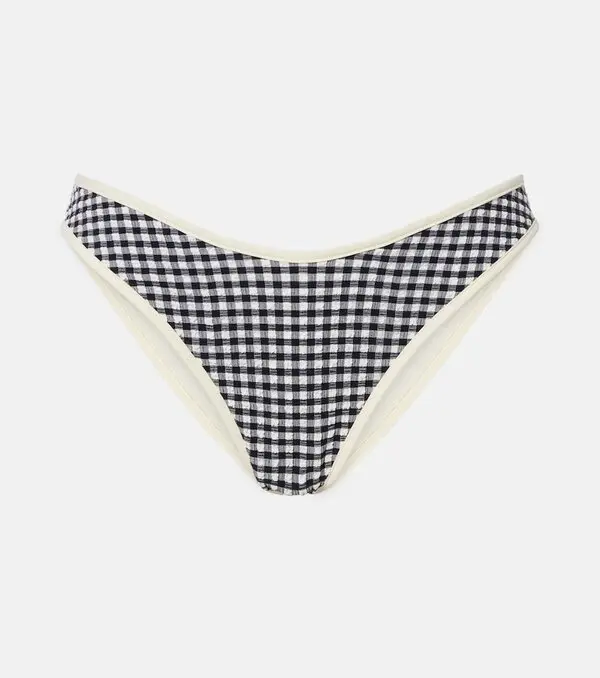 MONTCE Lulu Gingham Seersucker Bikini Bottoms - Black