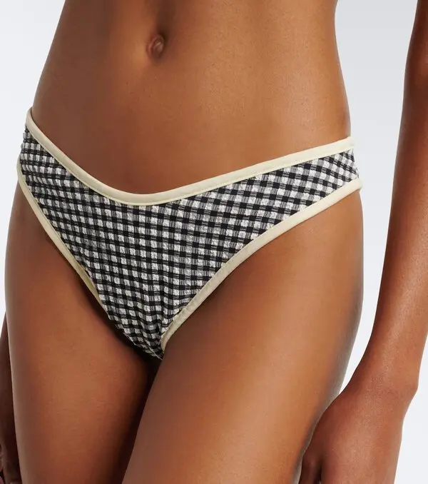 MONTCE Lulu Gingham Seersucker Bikini Bottoms - Black