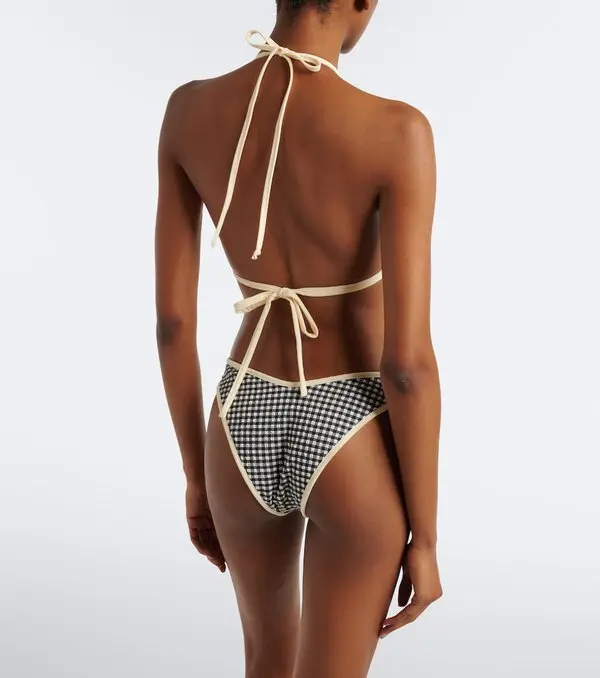 MONTCE Lulu Gingham Seersucker Bikini Bottoms - Black