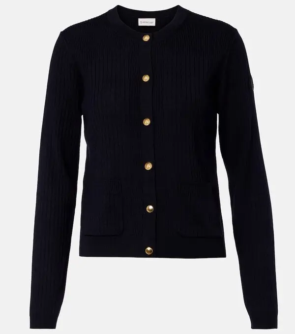 Moncler Wool-blend Cardigan With Leather Details