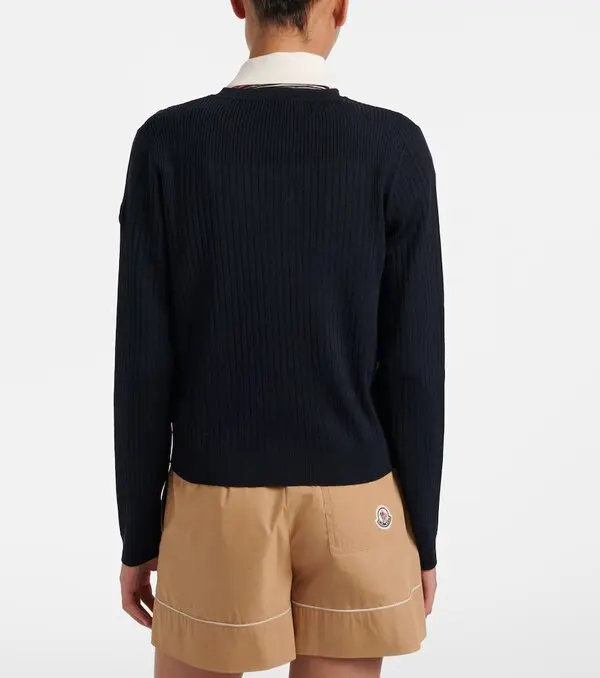 Moncler Wool-blend Cardigan With Leather Details