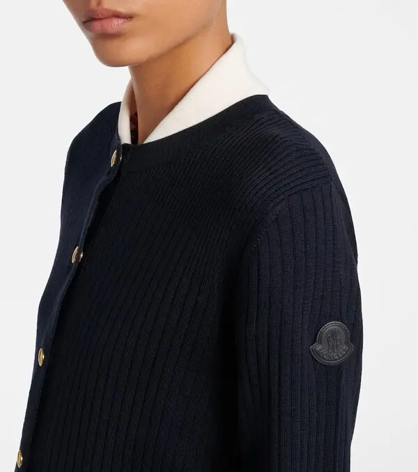 Moncler Wool-blend Cardigan With Leather Details