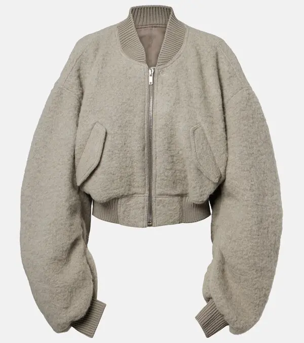 Rick Owens Alpaca And Wool-blend Bomber Jacket - Grey