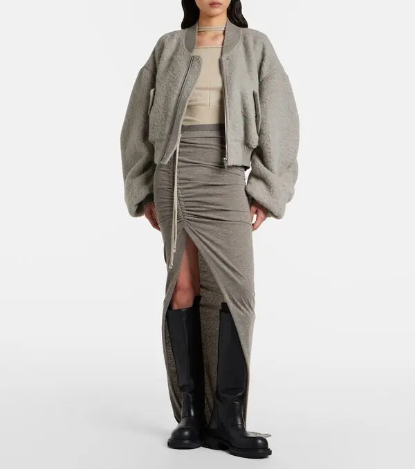 Rick Owens Alpaca And Wool-blend Bomber Jacket - Grey