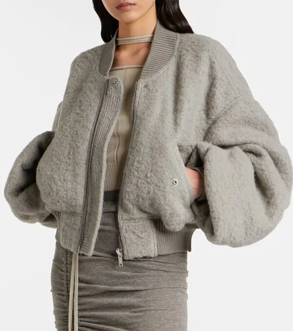 Rick Owens Alpaca And Wool-blend Bomber Jacket - Grey
