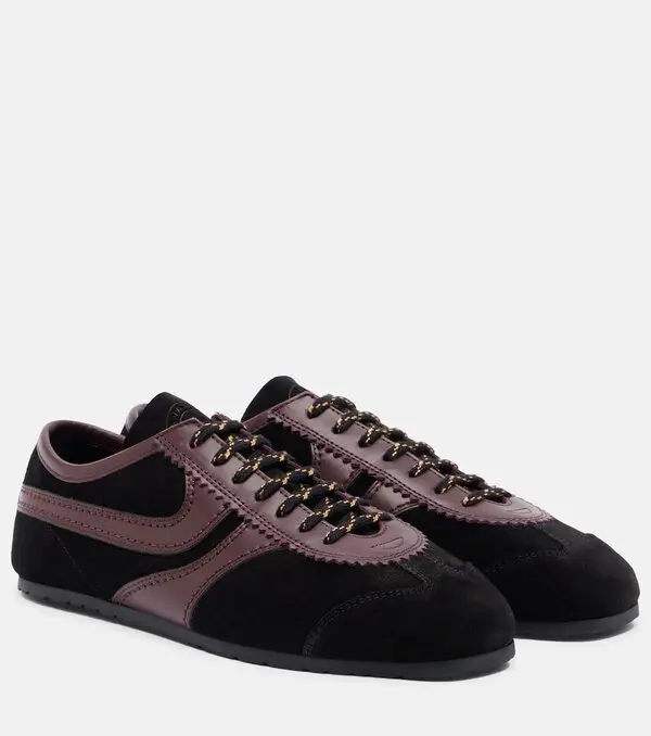Dries Van Noten Suede And Leather Lace-up Sneakers - Black