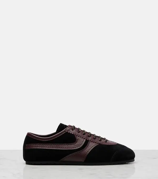 Dries Van Noten Suede And Leather Lace-up Sneakers - Black
