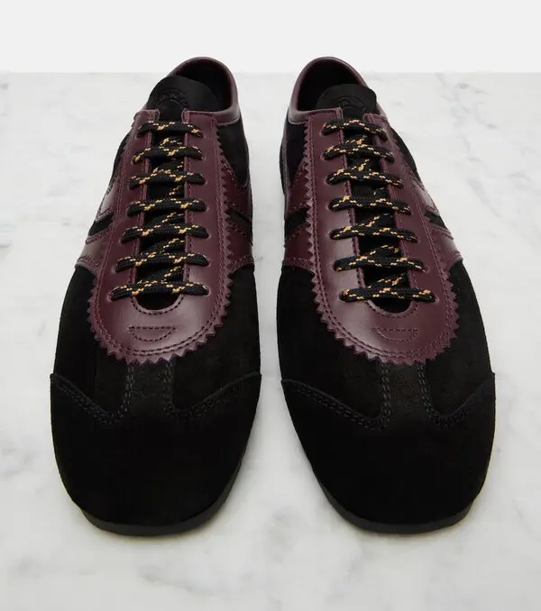 Dries Van Noten Suede And Leather Lace-up Sneakers - Black