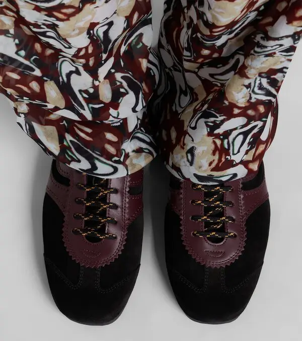 Dries Van Noten Suede And Leather Lace-up Sneakers - Black