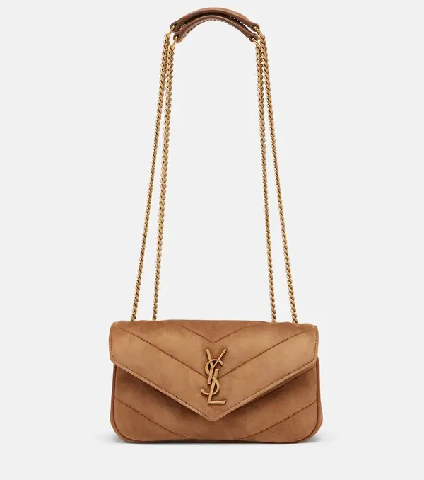 Saint Laurent Loulou Mini Suede Shoulder Bag - Brown