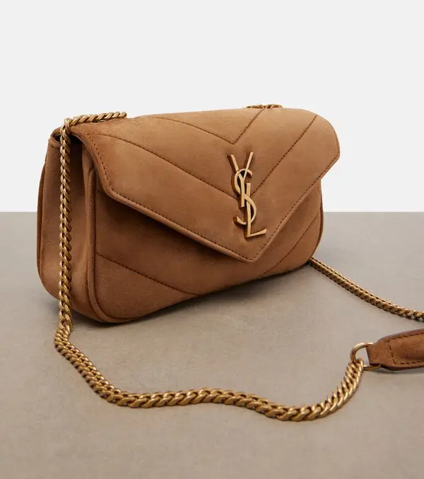 Saint Laurent Loulou Mini Suede Shoulder Bag - Brown