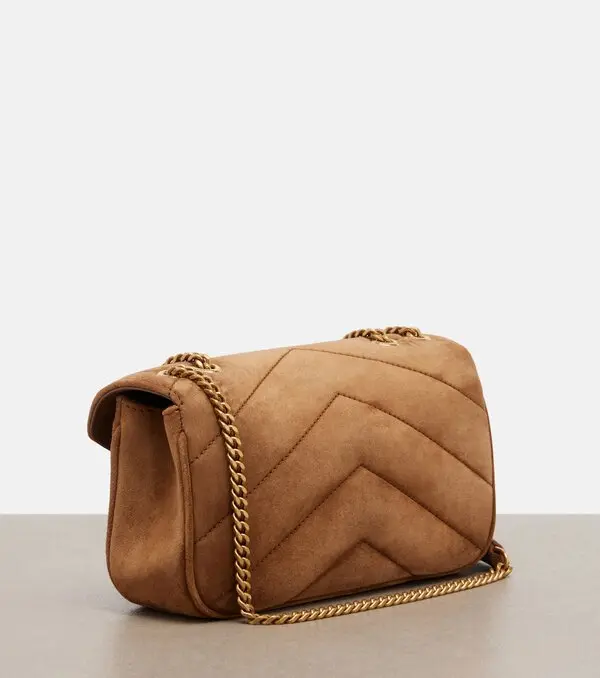 Saint Laurent Loulou Mini Suede Shoulder Bag - Brown
