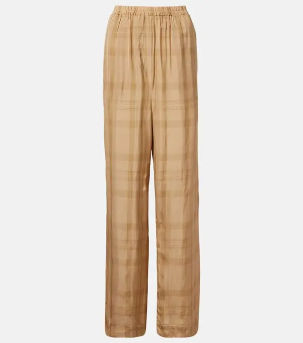 THE FRANKIE SHOP Baxter Checked Twill Wide-leg Trousers