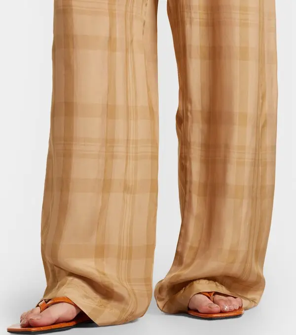 THE FRANKIE SHOP Baxter Checked Twill Wide-leg Trousers