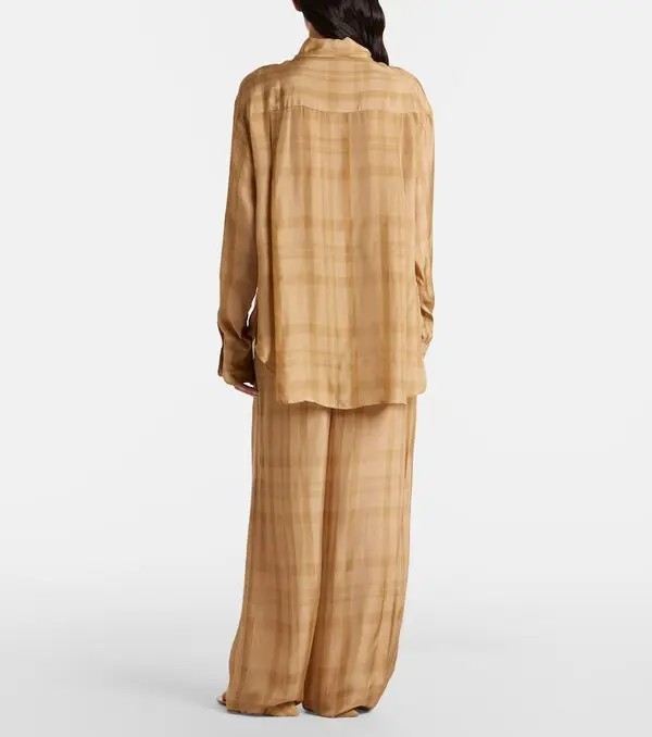 THE FRANKIE SHOP Baxter Checked Twill Wide-leg Trousers