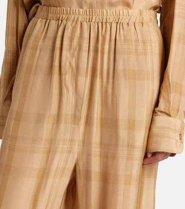 THE FRANKIE SHOP Baxter Checked Twill Wide-leg Trousers