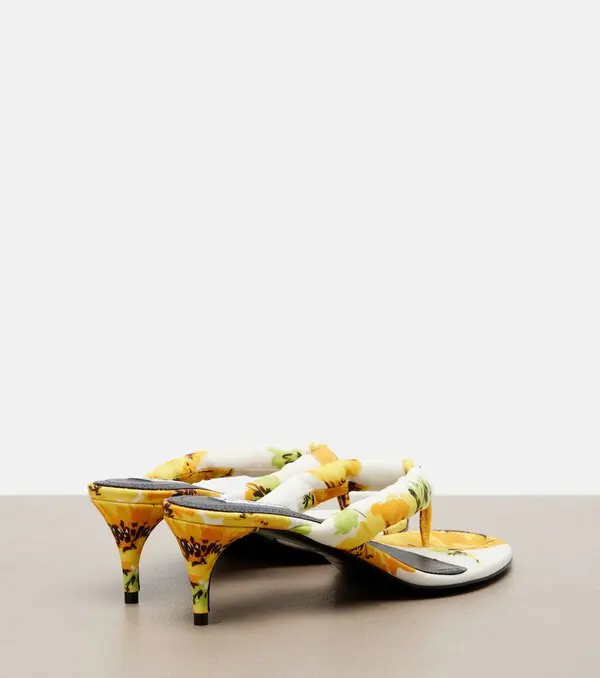 Alaïa Floral Padded Thong Sandals