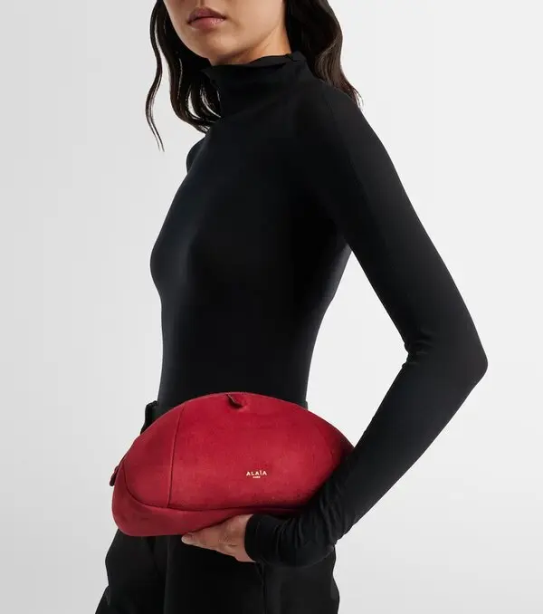 Alaïa Small Suede Clutch - Red