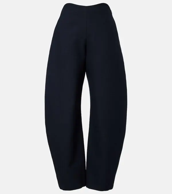 Alaïa Wool Crepe Barrel-leg Pants - Grey