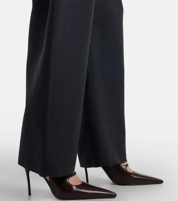 Alaïa Wool Crepe Barrel-leg Pants - Grey
