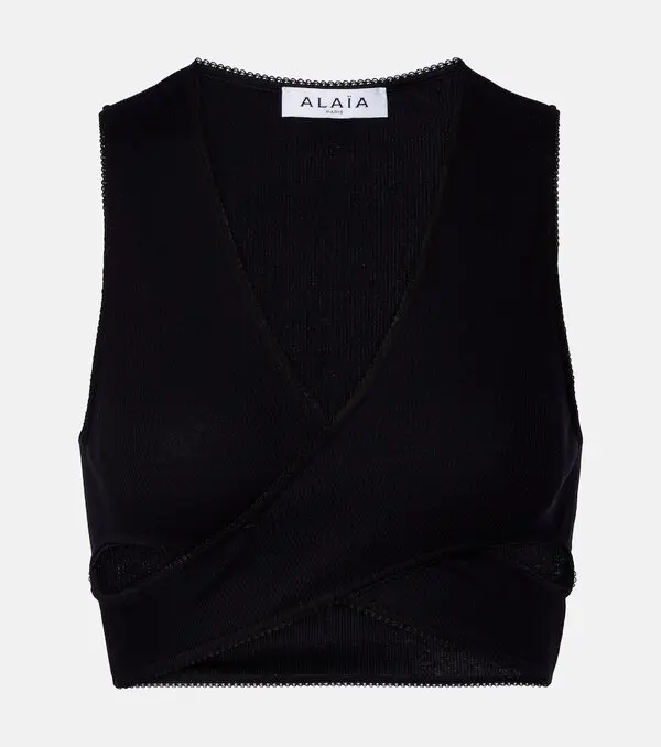 Alaïa Ribbed-knit Jersey Crop Top - Black