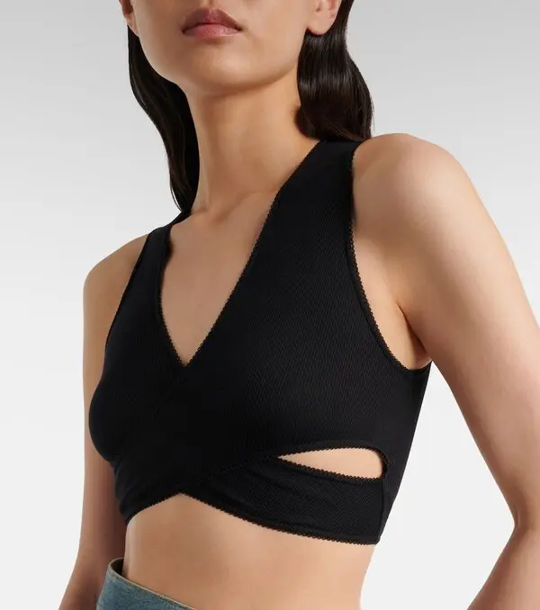 Alaïa Ribbed-knit Jersey Crop Top - Black