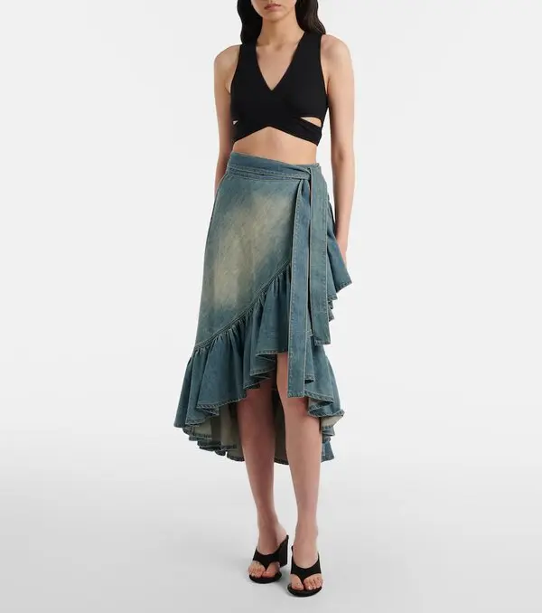 Alaïa Ribbed-knit Jersey Crop Top - Black