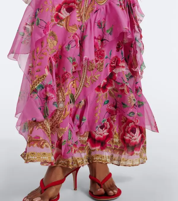 Camilla Floral Ruffled Silk Maxi Dress