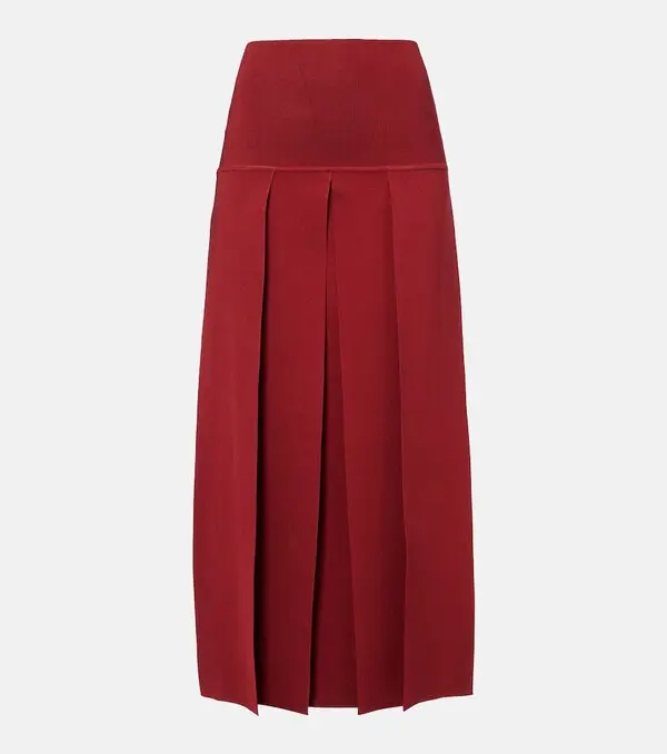 Alaïa Pleated Midi Skirt In Rouge Pompei - Red