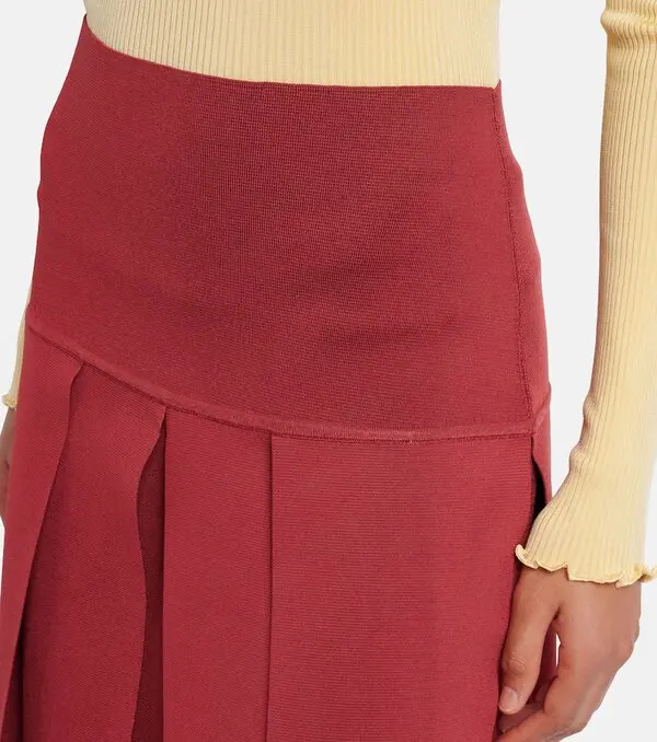 Alaïa Pleated Midi Skirt In Rouge Pompei - Red