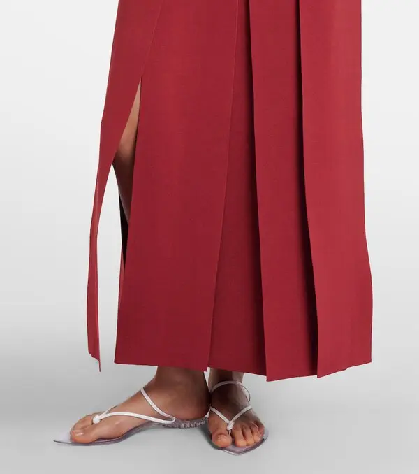Alaïa Pleated Midi Skirt In Rouge Pompei - Red